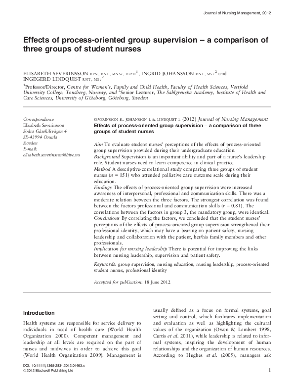 (PDF) Effects of process-oriented group supervision - a comparison of ...