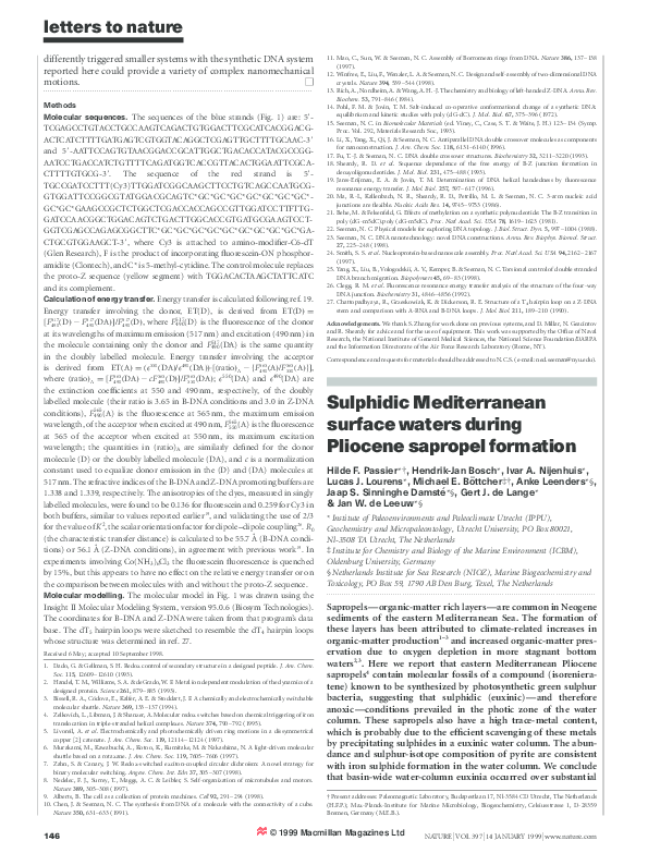 (PDF) Sulphidic Mediterranean surface waters during Pliocene sapropel ...