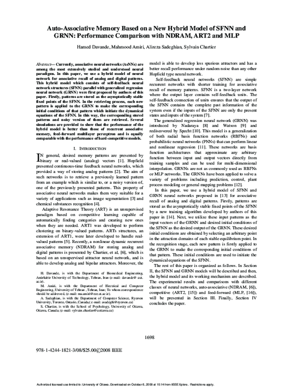 (PDF) Auto-associative memory based on a new hybrid model of SFNN and ...