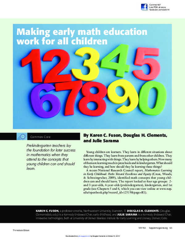 (PDF) Making early math education work for all children