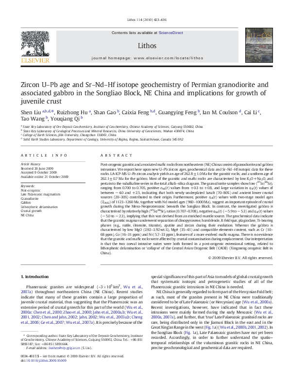 (PDF) Zircon U–Pb age and Sr–Nd–Hf isotope geochemistry of Permian granodiorite and associated ...