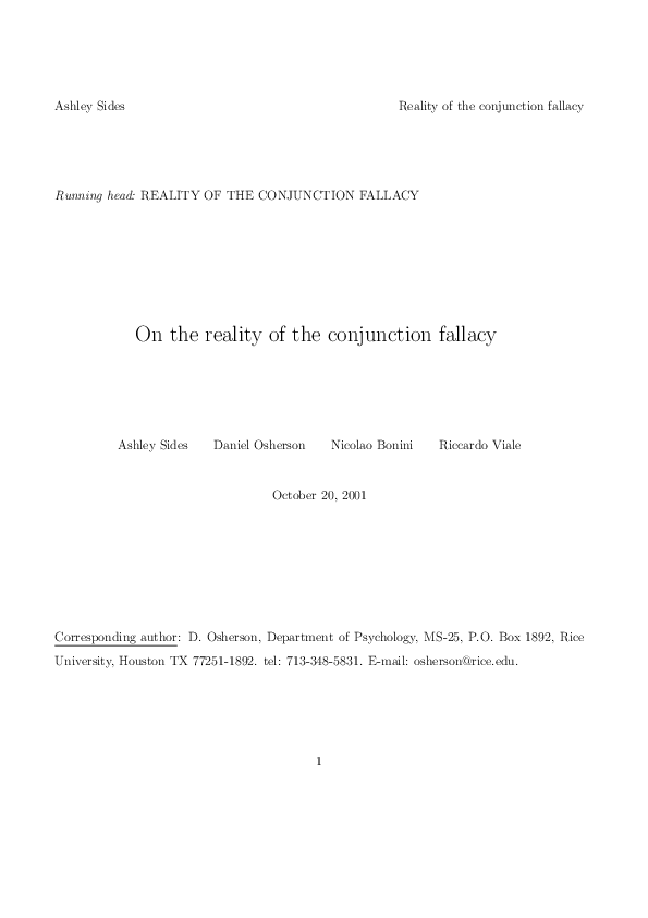 (PDF) On the reality of the conjunction fallacy