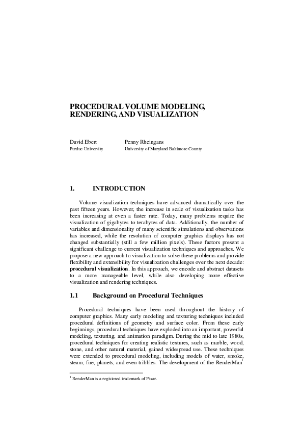 (PDF) Procedural Volume Modeling, Rendering, and Visualization