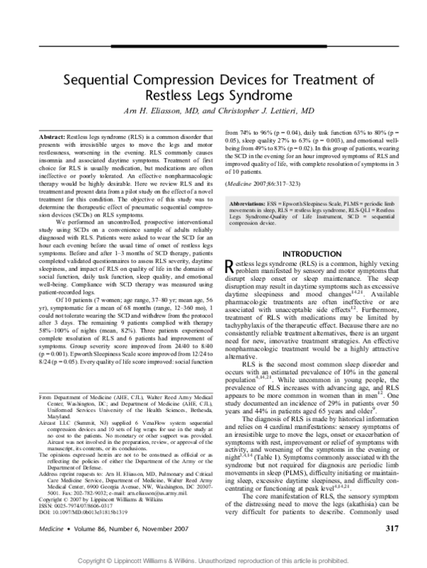(PDF) Sequential Compression Devices for Treatment of Restless Legs ...