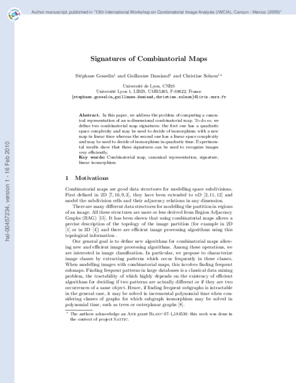 (PDF) Signatures of Combinatorial Maps