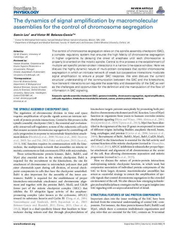 (PDF) A molecular basis for the differential roles of Bub1 and BubR1 in ...