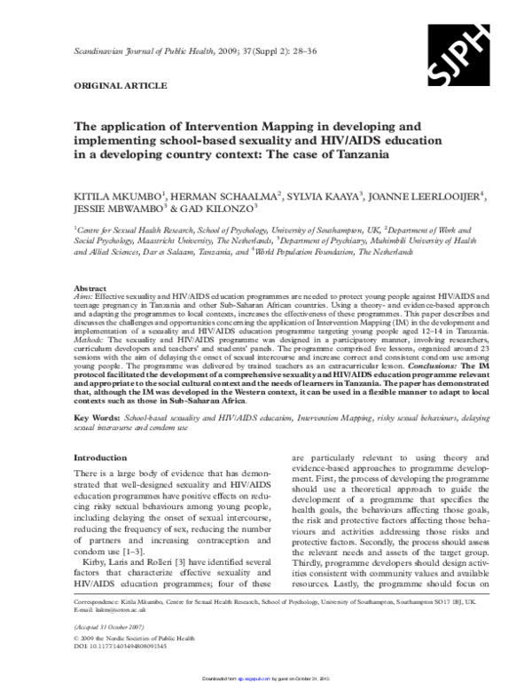 Pdf The Application Of Intervention Mapping In Developing And