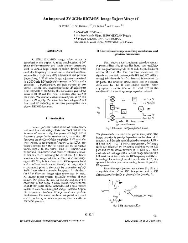 (PDF) An improved 3 V 2 GHz BiCMOS image reject mixer IC