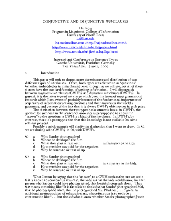 (PDF) CONJUNCTIVE AND DISJUNCTIVE WH-CLAUSES