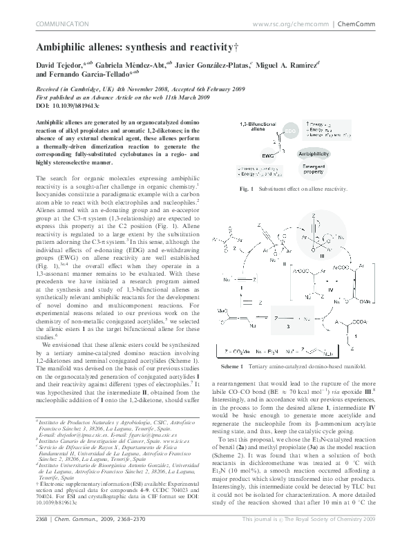 (PDF) Ambiphilic allenes: synthesis and reactivity