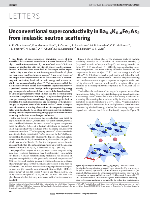 (PDF) Unconventional superconductivity in Ba0.6K0.4Fe2As2 from ...