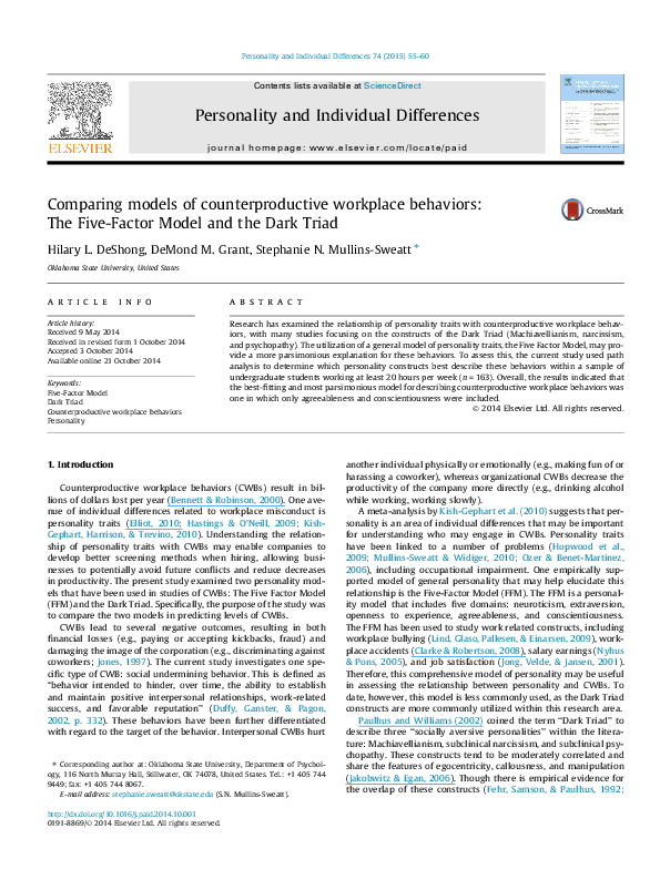 (PDF) Comparing models of counterproductive workplace behaviors: The ...