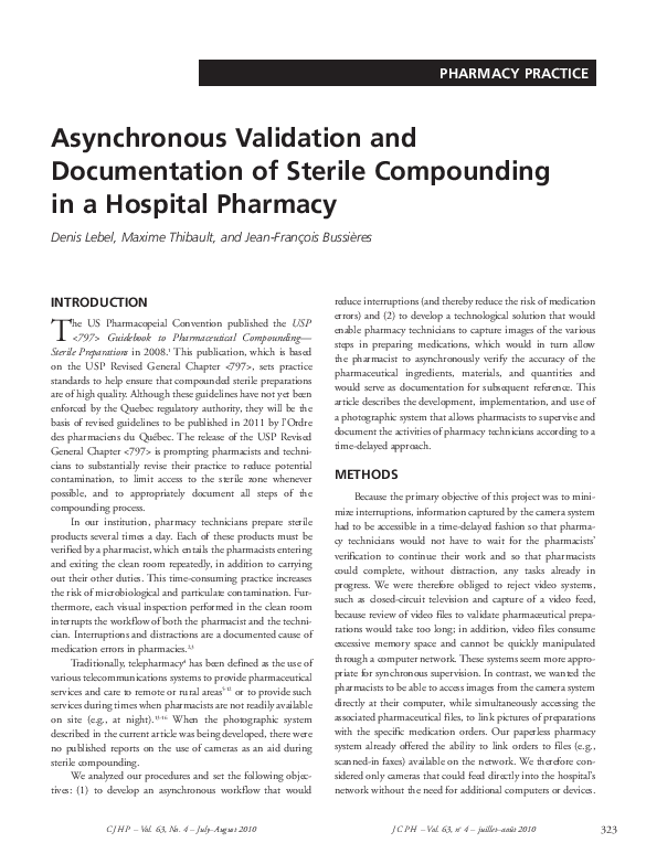 (PDF) Asynchronous Validation and Documentation of Sterile Compounding ...