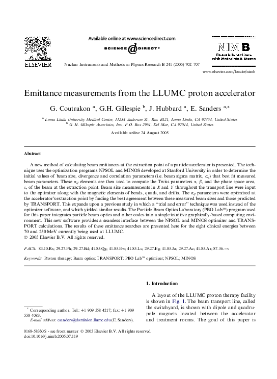 (PDF) Emittance measurements from the LLUMC proton accelerator