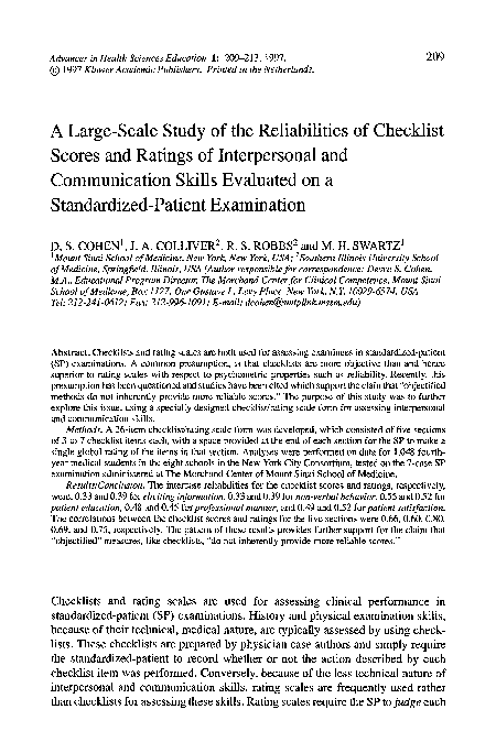 (PDF) A large-scale study of the reliabilities of checklist scores and ...