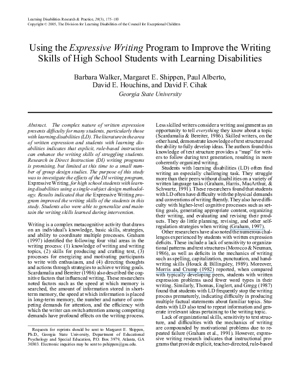 (PDF) Using the Expressive Writing Program to Improve the Writing ...