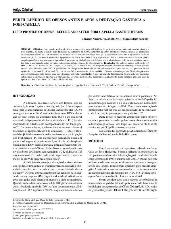 (PDF) Lipid profile of obese before and after Fobi-Capella gastric bypass