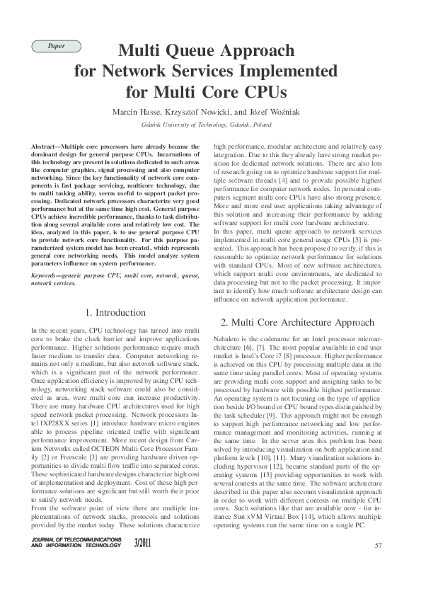 (PDF) Multi Queue Approach for Network Services Implemented for Multi Core CPUs