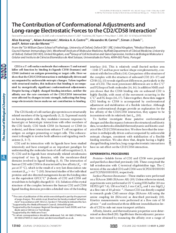 (PDF) The Contribution of Conformational Adjustments and Long-range ...