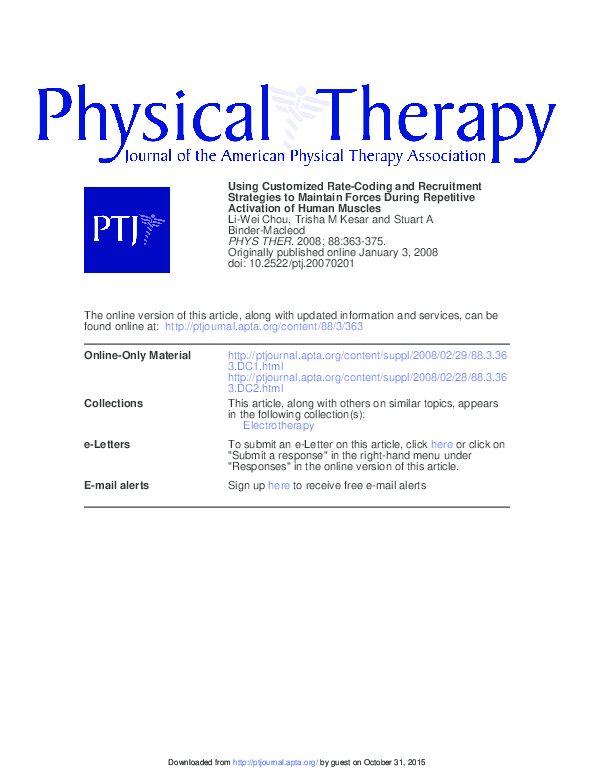 (PDF) Using Customized Rate-Coding and Recruitment Strategies to ...