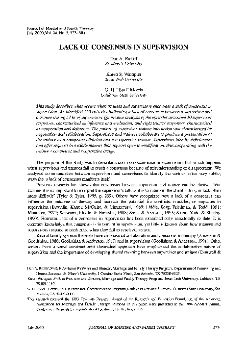 (PDF) Lack of consensus in supervision