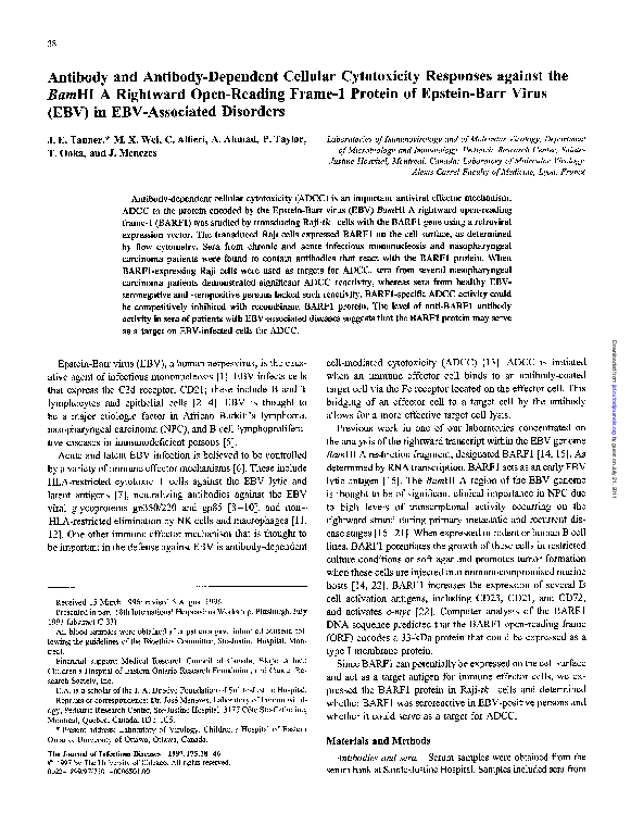 (PDF) Antibody and Antibody-Dependent Cellular Cytotoxicity Responses ...