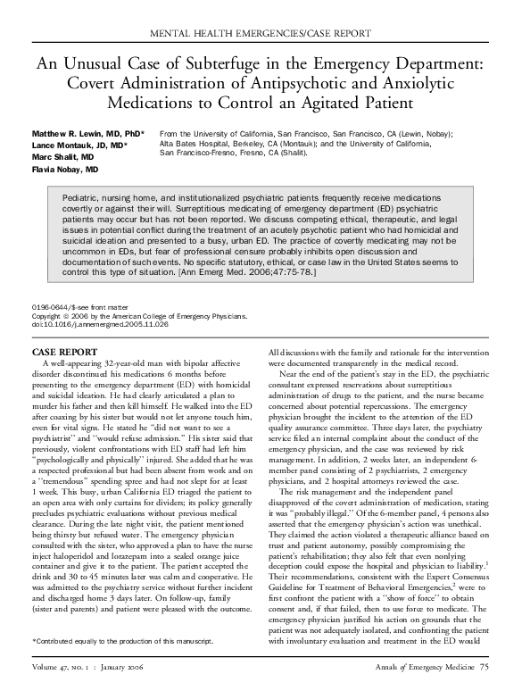 (PDF) An Unusual Case of Subterfuge in the Emergency Department: Covert ...