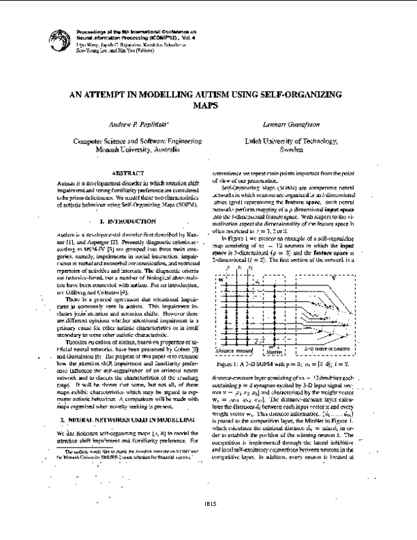 (PDF) An attempt in modelling autism using self-organizing maps