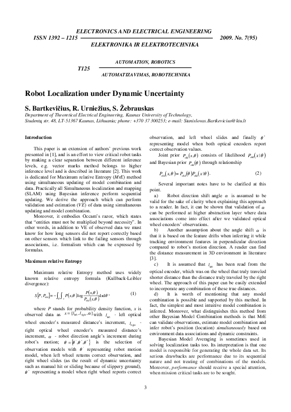 (PDF) Robot Localization under Dynamic Uncertainty