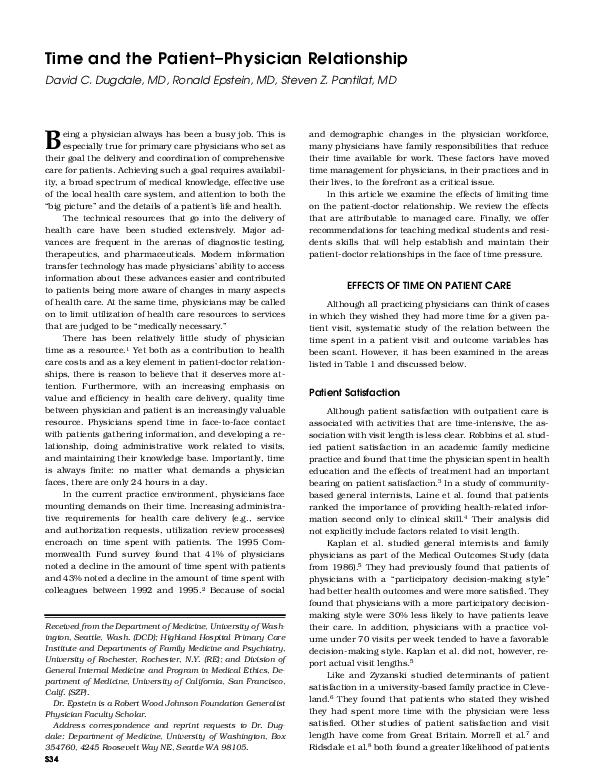 (PDF) Time and the patient-physician relationship