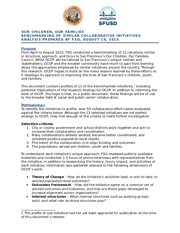 (DOC) OCOF Benchmarking of Similar Initiatives finalv3