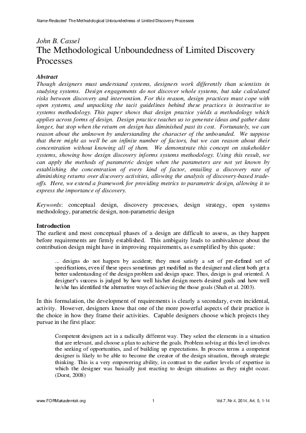 (PDF) The Methodological Unboundedness of Limited Discovery Processes