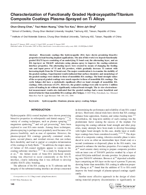 (PDF) Characterization of functionally graded hydroxyapatite/titanium ...