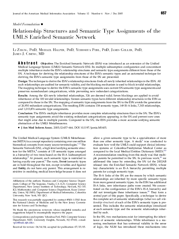 (PDF) Relationship Structures and Semantic Type Assignments of the UMLS ...