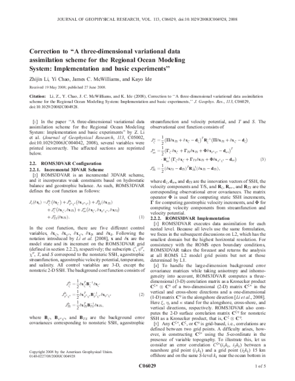 Pdf Correction To “a Three Dimensional Variational Data Assimilation Scheme For The Regional