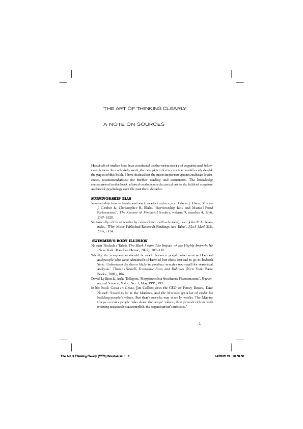 (PDF) The Art of Thinking Clearly A Note on Sources