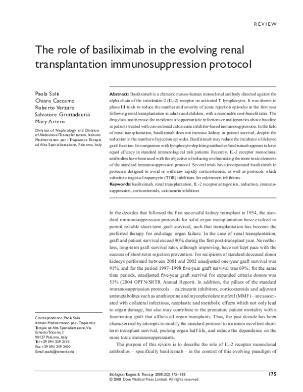 (PDF) The role of basiliximab in the evolving renal transplantation ...