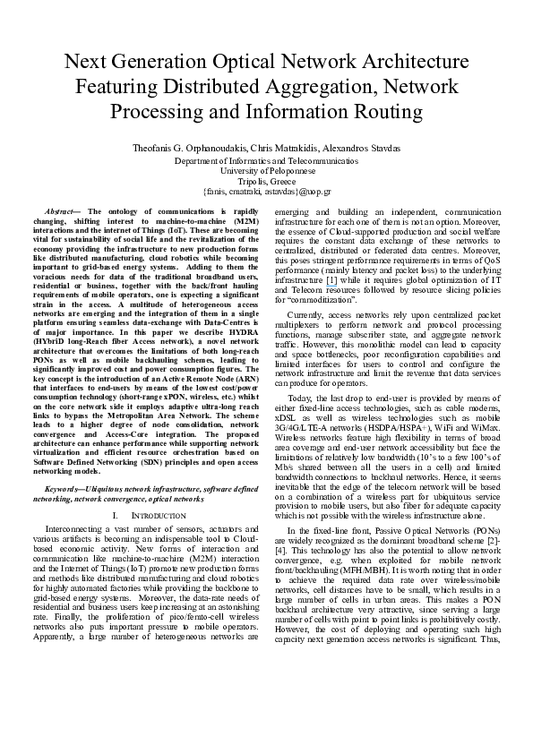 (PDF) Next generation optical network architecture featuring distributed aggregation, network ...