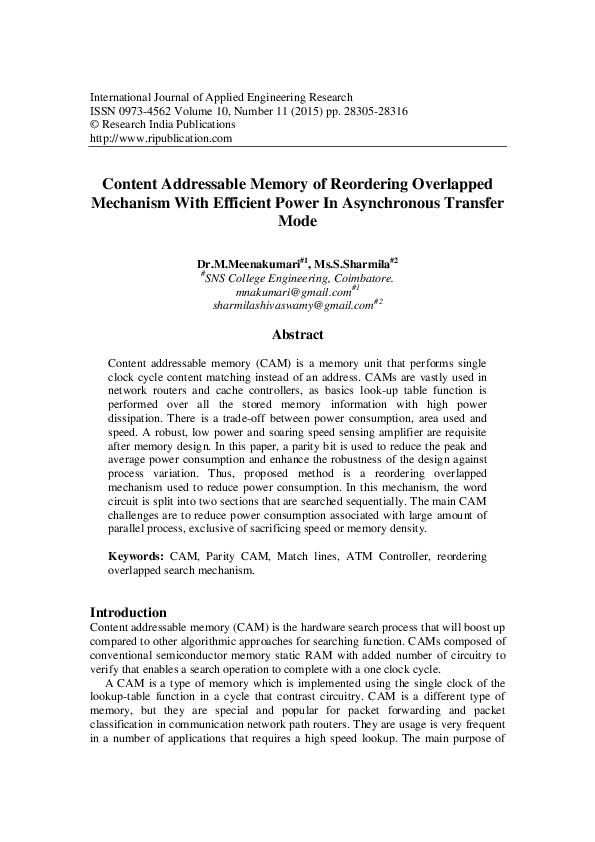 Pdf Content Addressable Memory