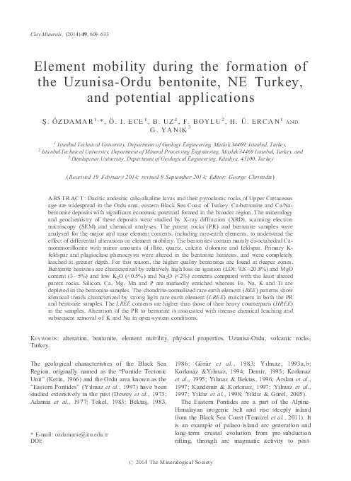 (PDF) Element mobility during the formation of the Uzunisa-Ordu ...