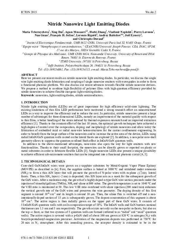 Nitride Nanowire Light Emitting Diodes
