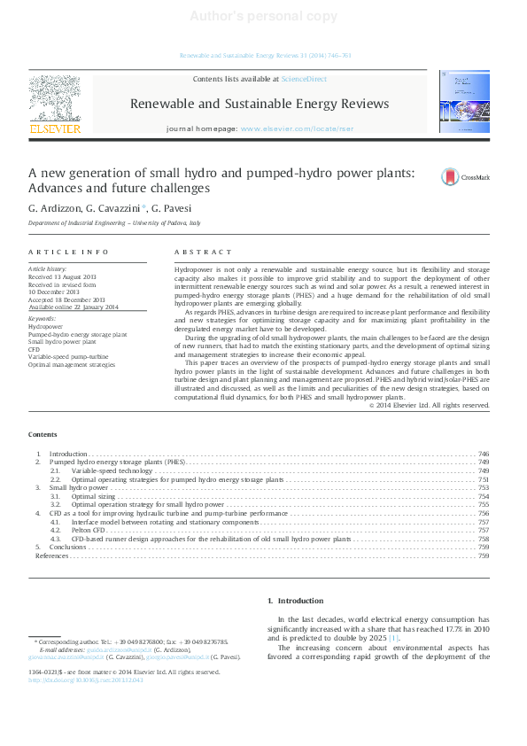(PDF) A new generation of small hydro and pumped-hydro power plants ...