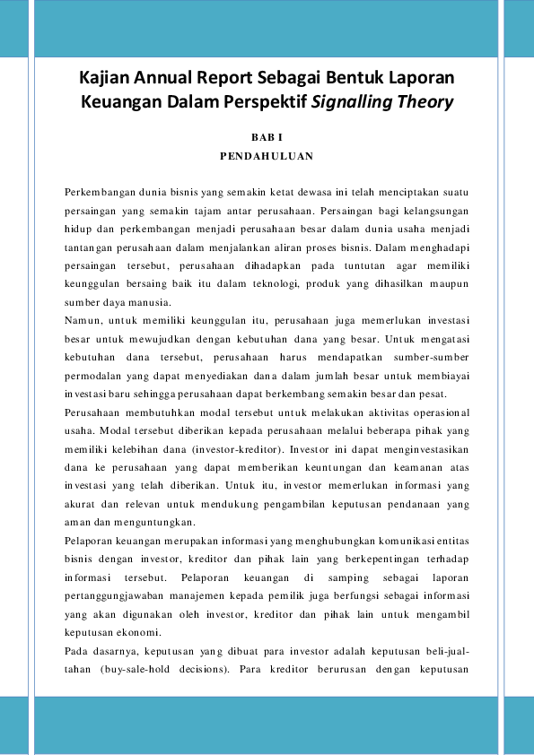 Kajian Annual Report Sebagai Bentuk Laporan Keuangan Dalam Perspektif ...