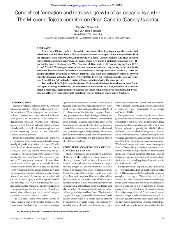(PDF) Cone sheet formation and intrusive growth of an oceanic island ...