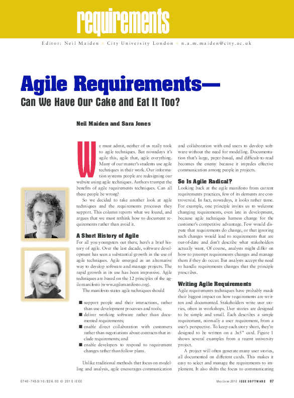 (PDF) Agile Requirements Can We Have Our Cake and Eat It Too?