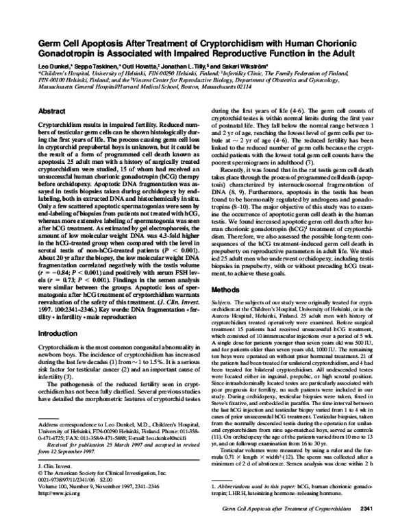 (PDF) Germ cell apoptosis after treatment of cryptorchidism with human ...
