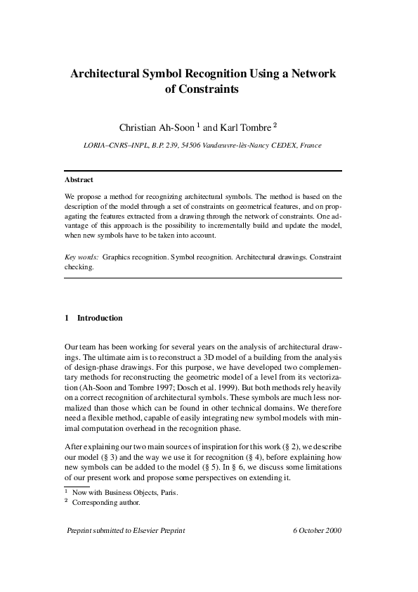 Pdf Architectural Symbol Recognition Using A Network Of Constraints