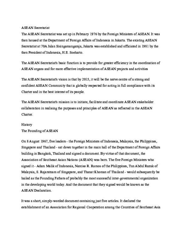 (DOC) ASEAN Secretariat | Cygnus Hyoga - Academia.edu