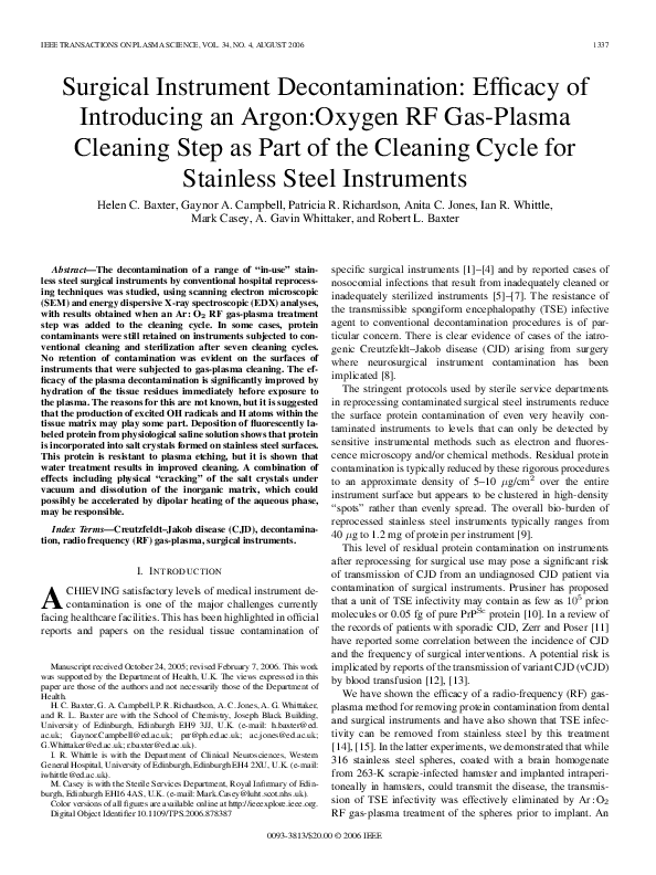 (PDF) Surgical Instrument Decontamination: Efficacy of Introducing an ...