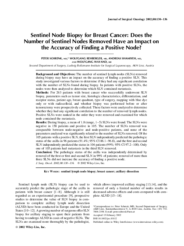 (PDF) Sentinel node biopsy for breast cancer: Does the number of ...